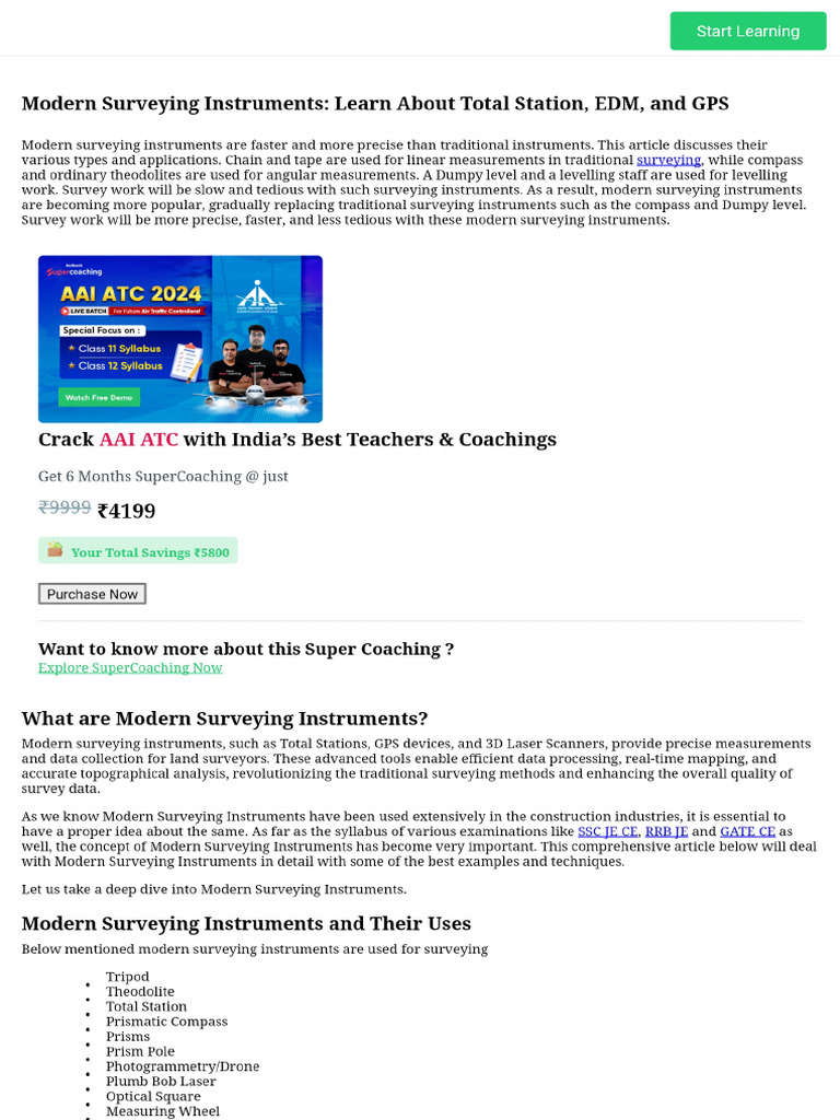 Modern Surveying Instruments _ Learn Total Station, EDM & GPS | PDF