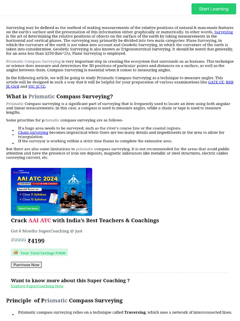 Prismatic Compass Surveying - Know Principle, Types, Instruments ...