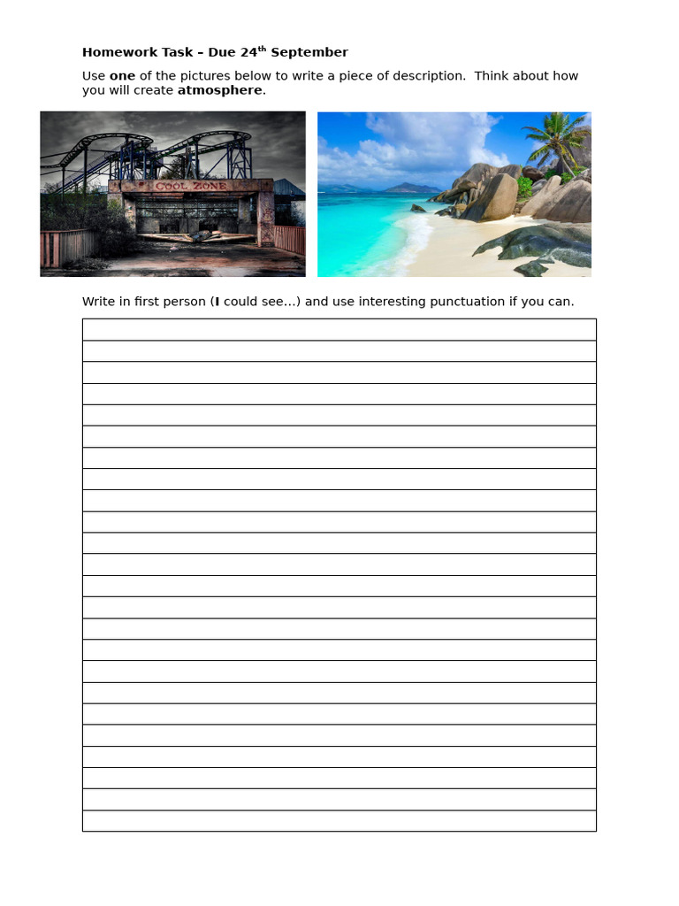 Descriptive Writing Homework Assignment | PDF