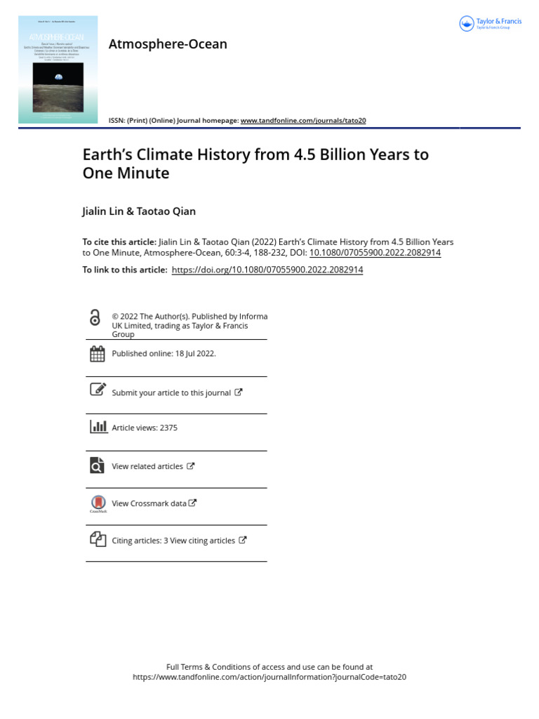 Earth S Climate History From 4.5 Billion Years To One Minute | PDF ...