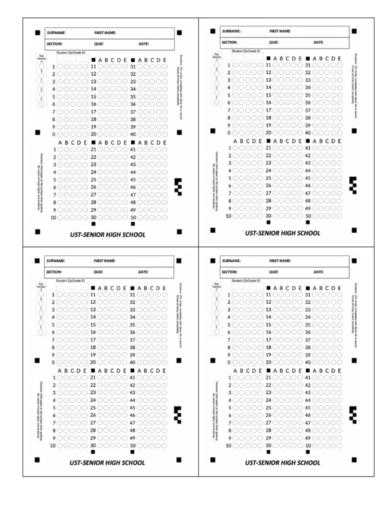 Zip Grade 50 Question | PDF