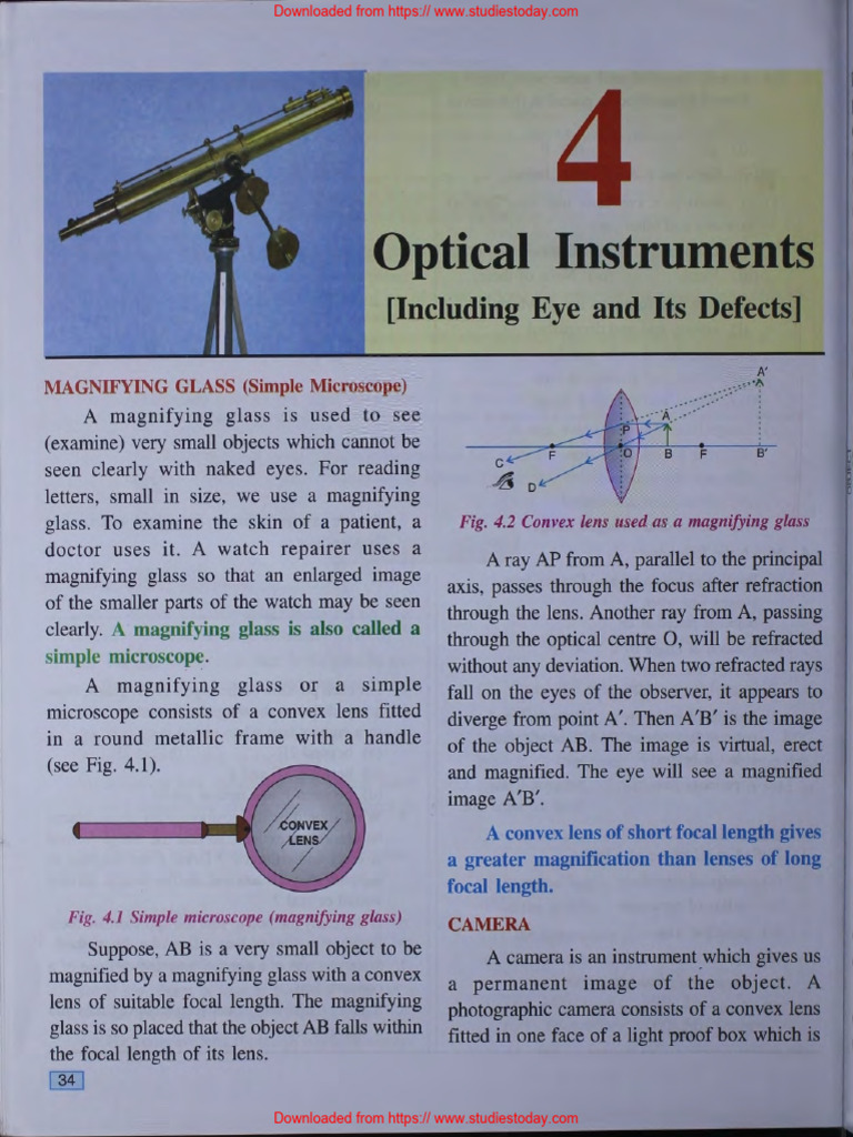 ICSE Class 8 Physics Chapter 04 Optical Instruments | PDF