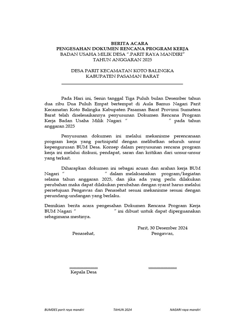 Program Kerja Bumdes 2025 | PDF