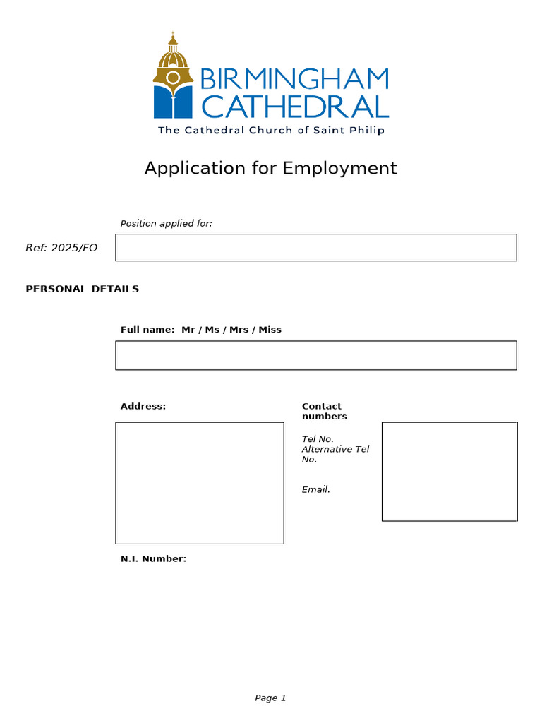 Application Form 2025 Finance Officer 1 | PDF | Disability ...