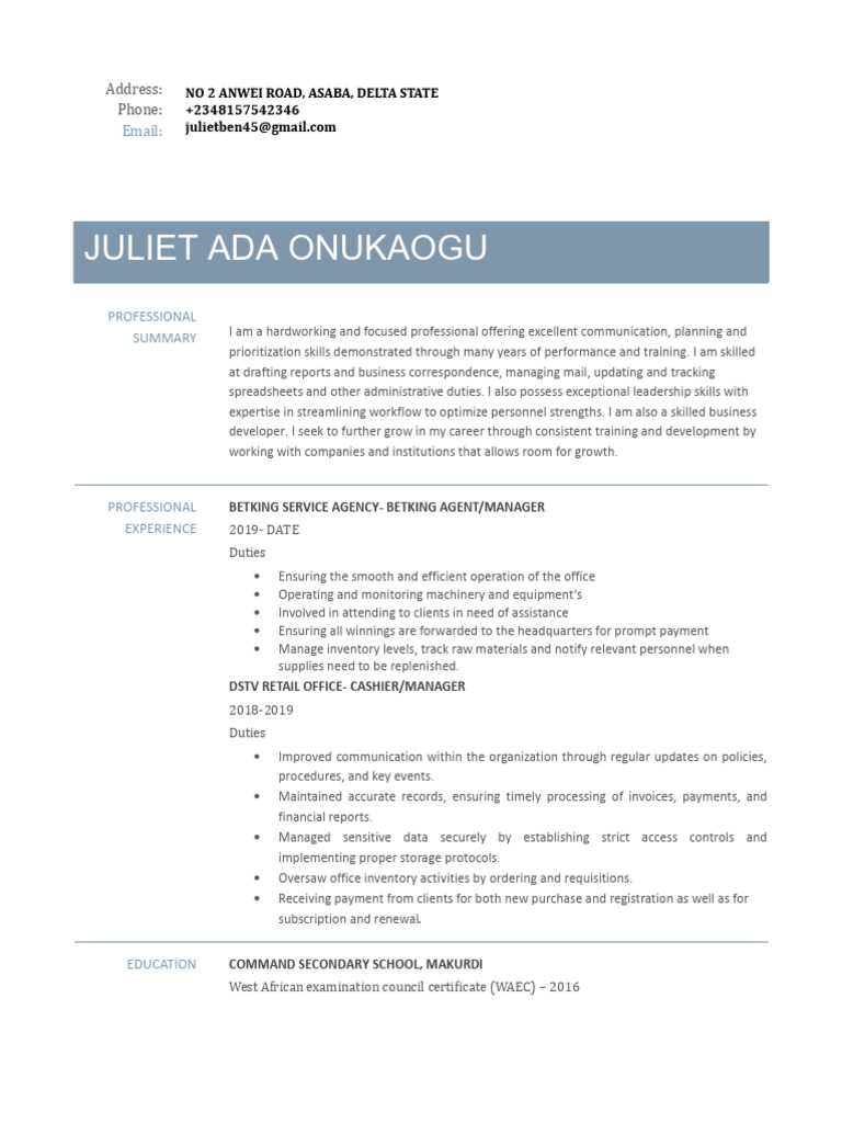 Juliet CV | PDF
