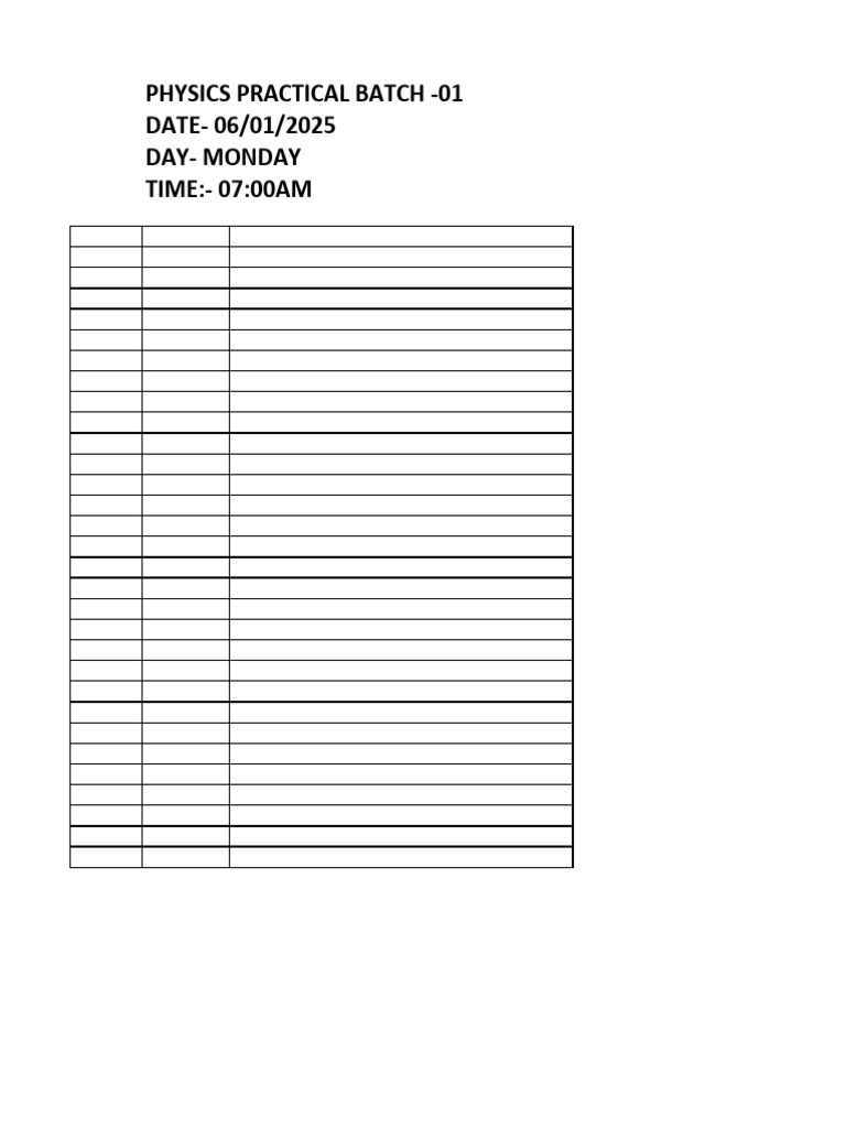 Physics Practical Batch-01 List | PDF