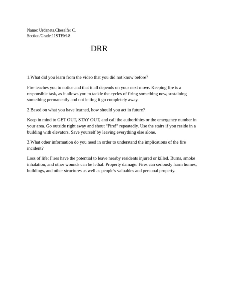 DRR_Fire Hazard Activity | PDF