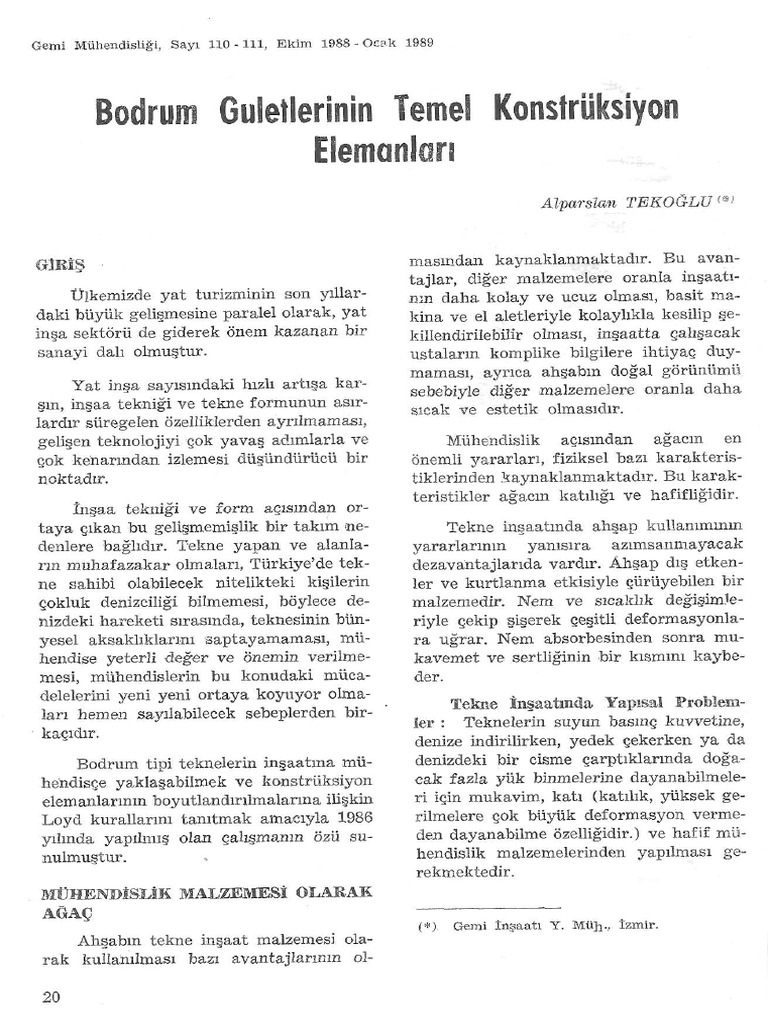 Alpaslan Tekoglu - Bodrum Guletlerinin Temel Konstruksiyon Elemanlari ...