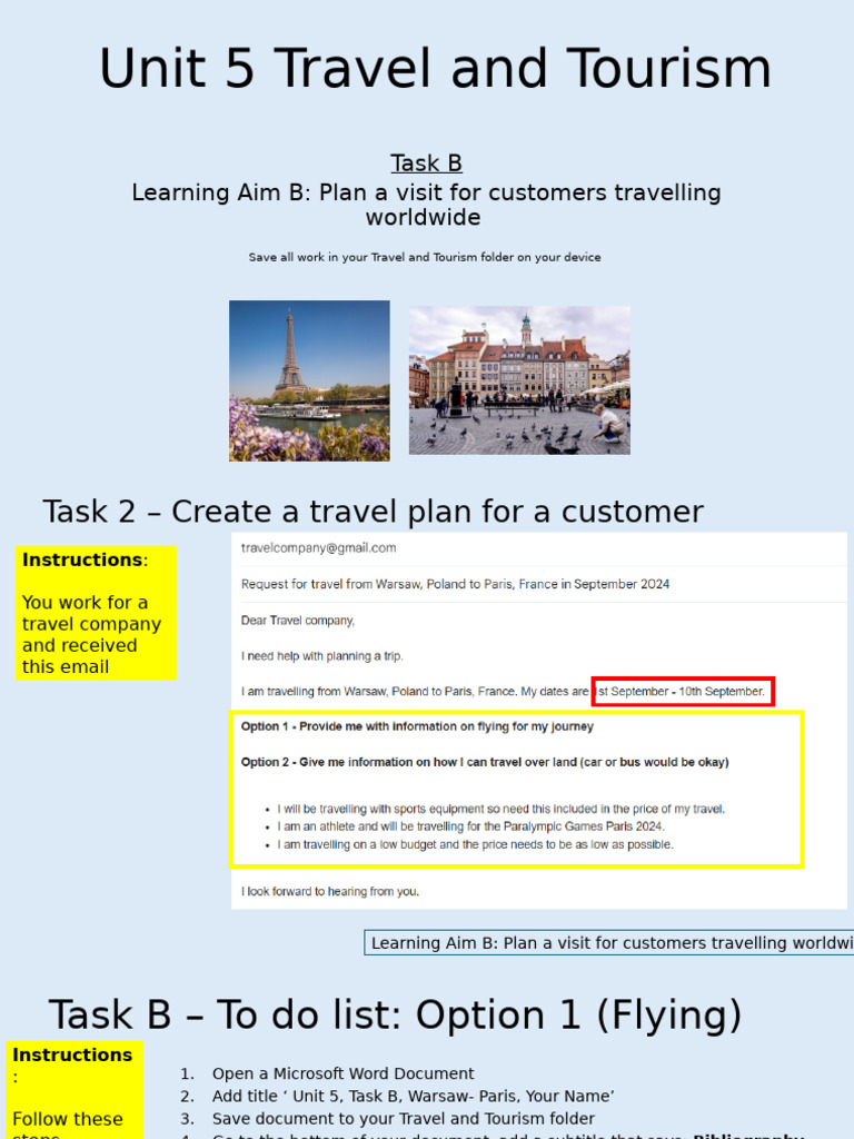 Unit 5 Learning Aim B - Plan a visit for customers travelling worldwide | PDF | Microsoft Word ...