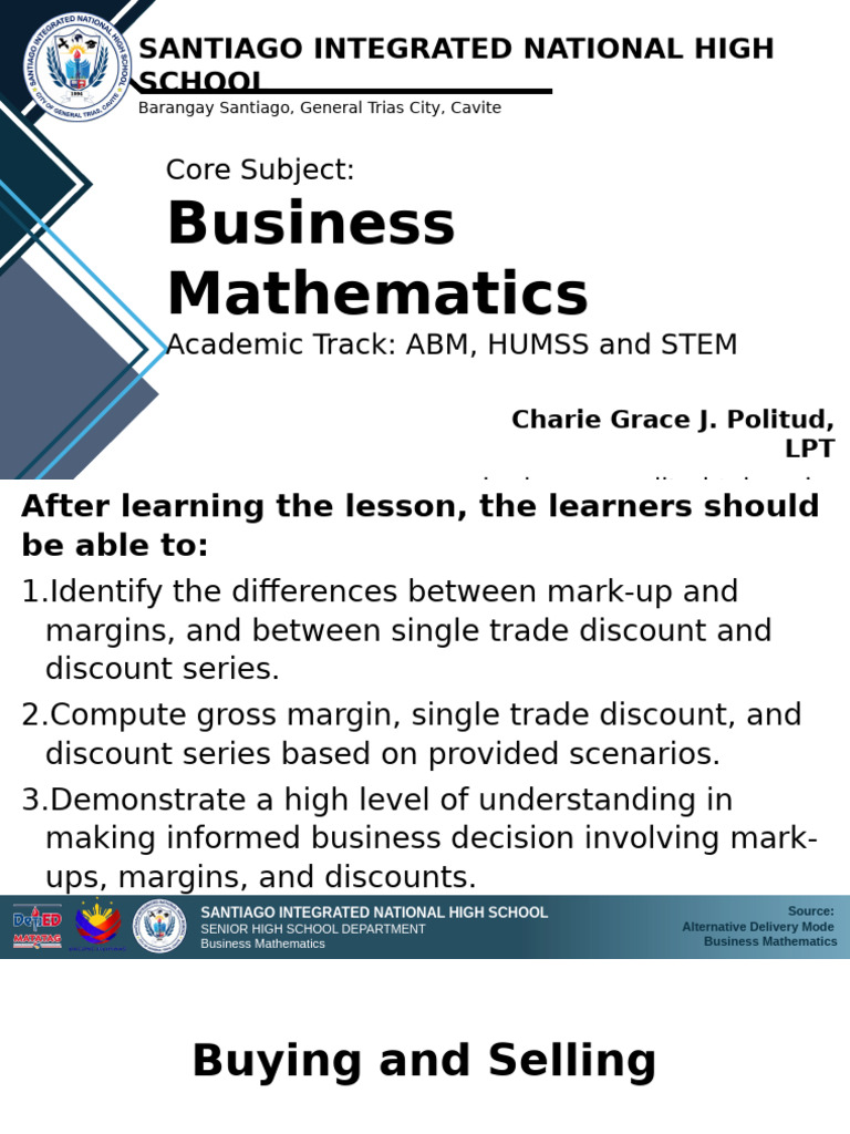 Business Math Module 5 | PDF | Gross Margin | Discounts And Allowances