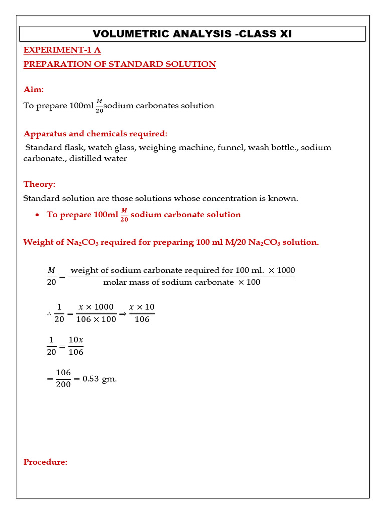 Class_XI_Practicals_Titration_1 | PDF | Titration | Chemistry