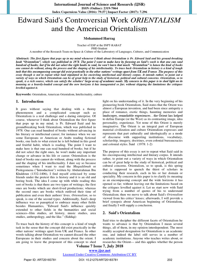 Edward Said's Orientalism Analysis | PDF | Orientalism (Book) | Orientalism