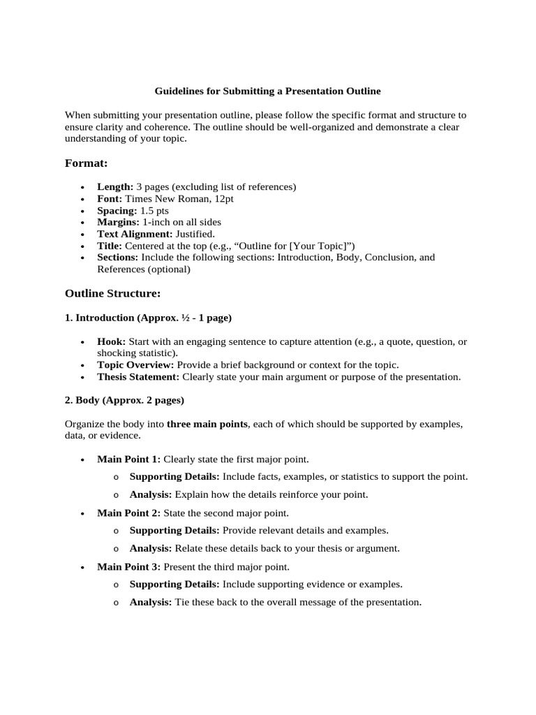 Guidelines For Submitting A Presentation Outline | PDF | Citation | Writing