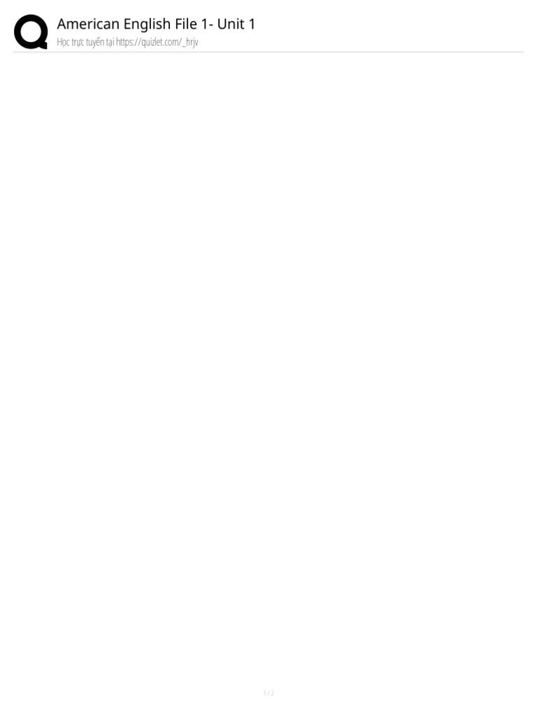 American English File 1- Unit 1 | PDF