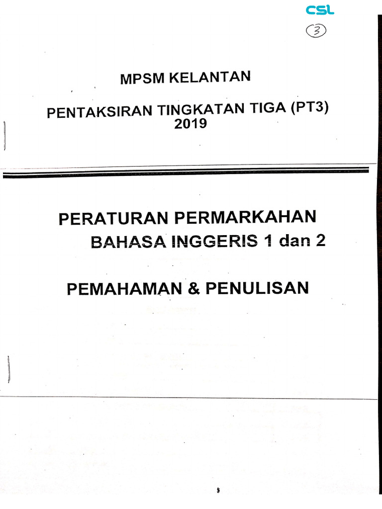 2019 Skema Bi Penulisan PT3 | PDF