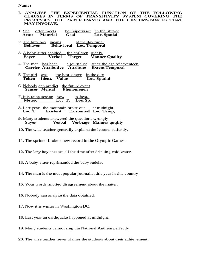 Task Experiential Function | PDF
