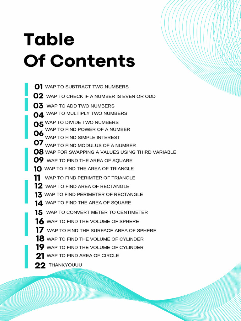 White Professional Table of Contents | PDF