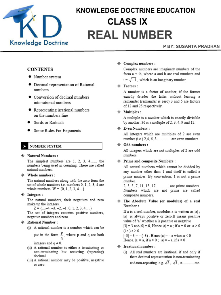 Class9 KD Real Number | PDF | Numbers | Real Number