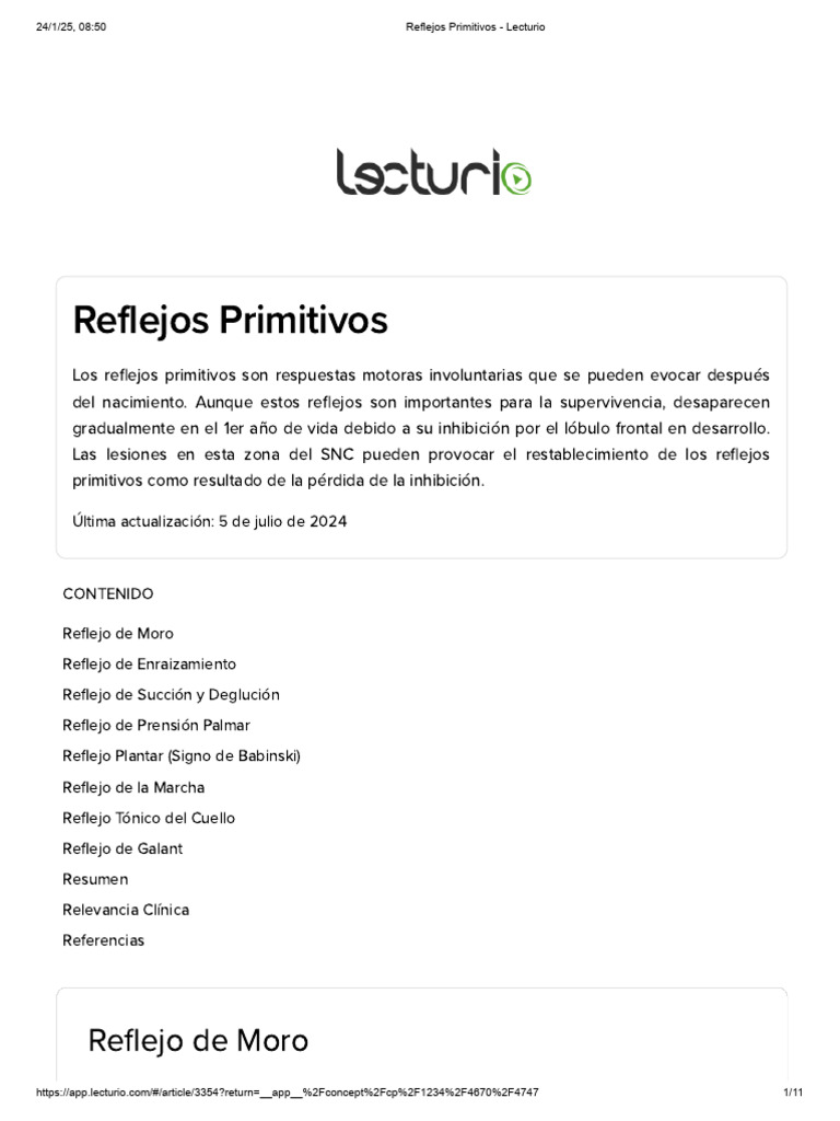 Reflejos Primitivos en Lactantes y Adultos | PDF | Reflejos ...