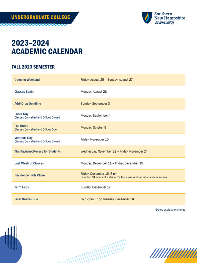 Fall 2023 Schedule | PDF