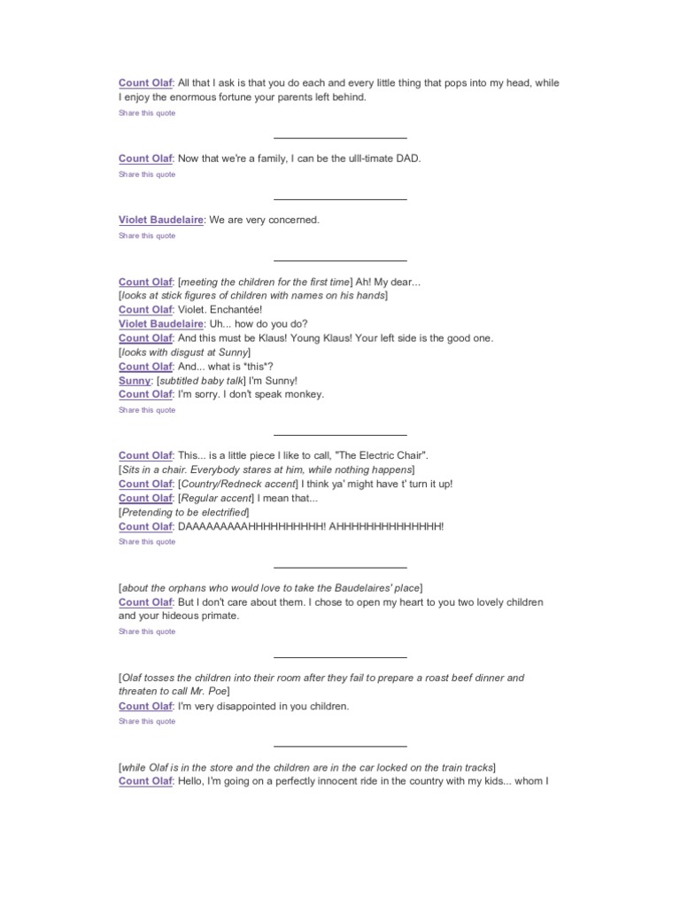 Script 2 | PDF | Lemony Snicket | Series Of Children's Books