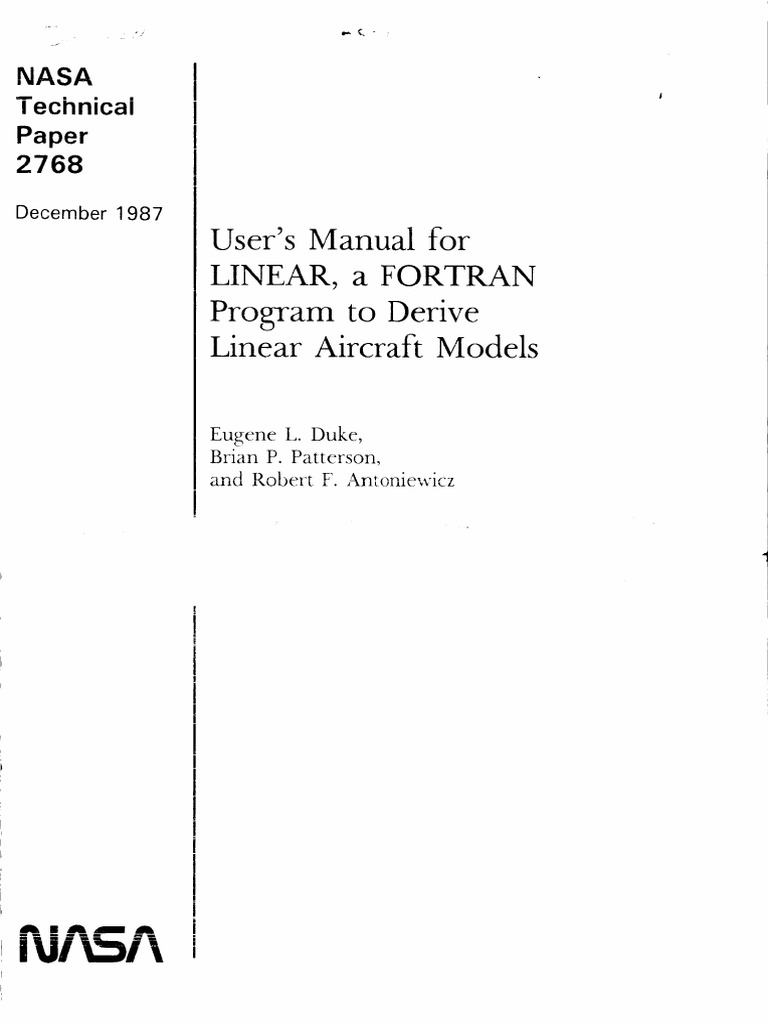 User's manual for LINEAR, a FORTRAN program to derive linear aircraft ...