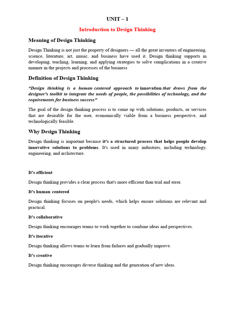 Design Thinking & Innovation Notes | PDF | Design Thinking ...