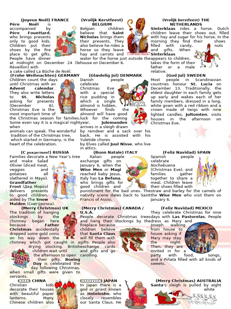 Christmas Around The World Reading Comprehension Exercises 83939 | PDF ...