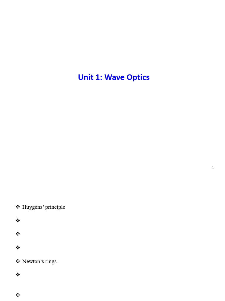 Wave Optics Unit-1 Interference Diffration Without Criteria | PDF ...