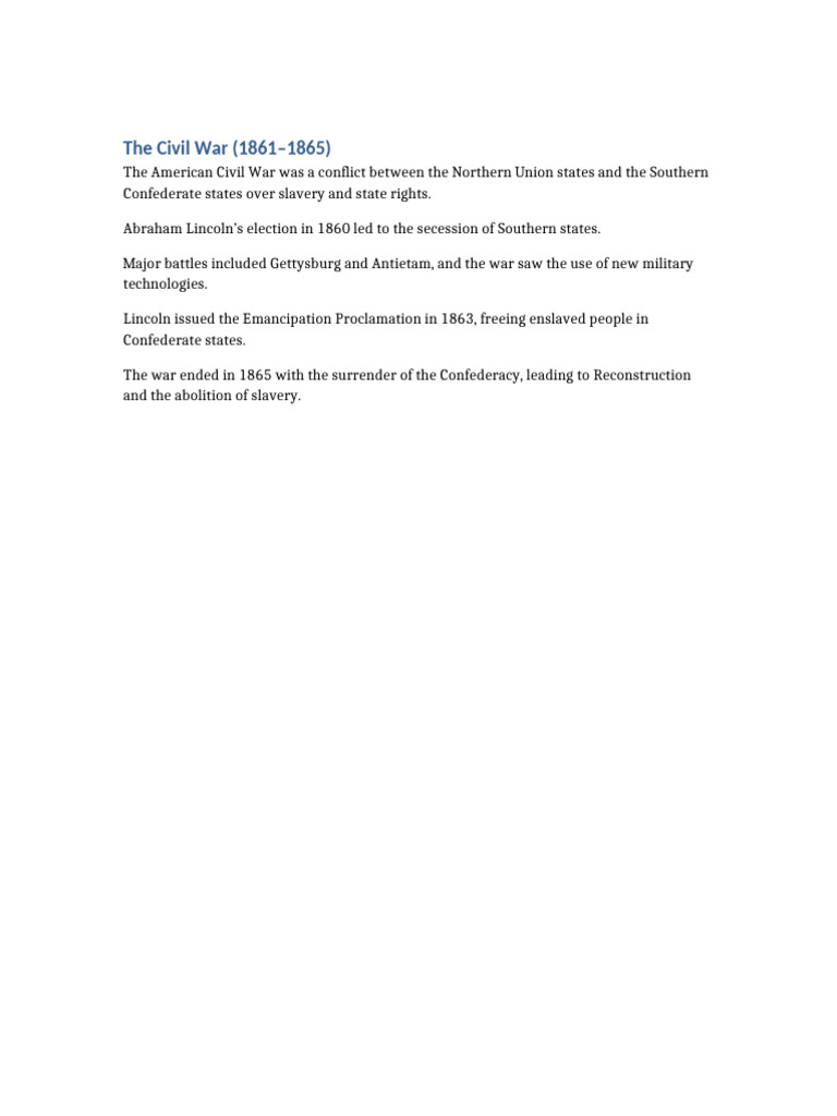 The Civil War (1861-1865) | PDF