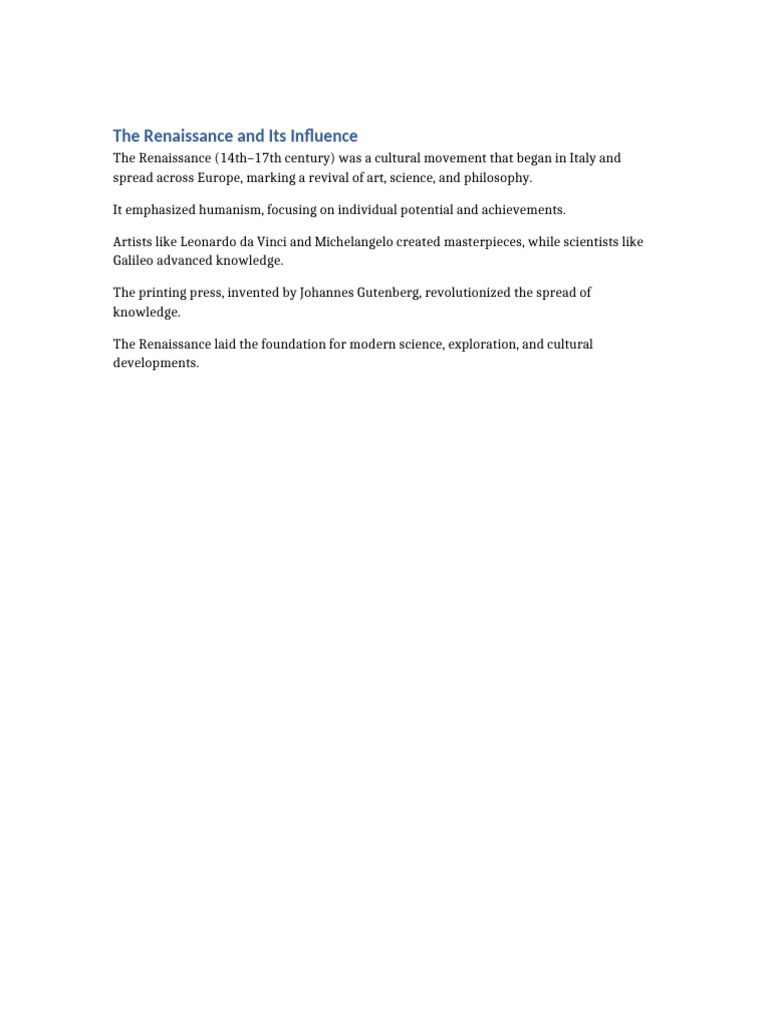 Renaissance: Art, Science, & Influence | PDF