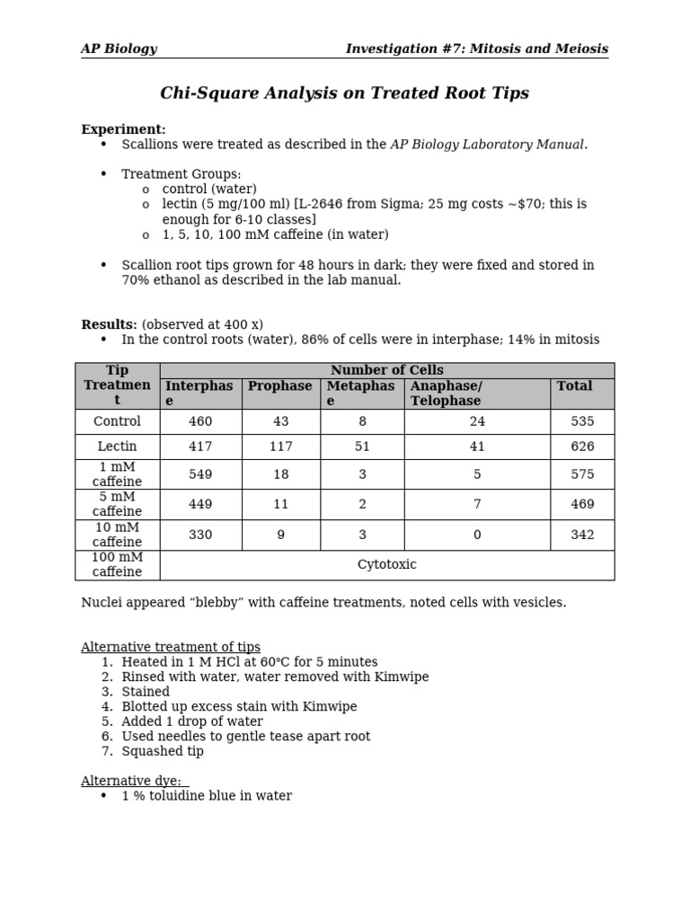 Chi-Square Analysis of Cell Division | PDF | Mitosis | Biology