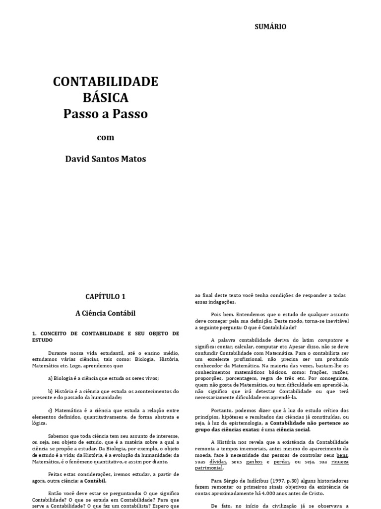 CONTABILIDADE BASICA. Passo A Passo - Capitulo 1 | PDF | Contabilidade ...