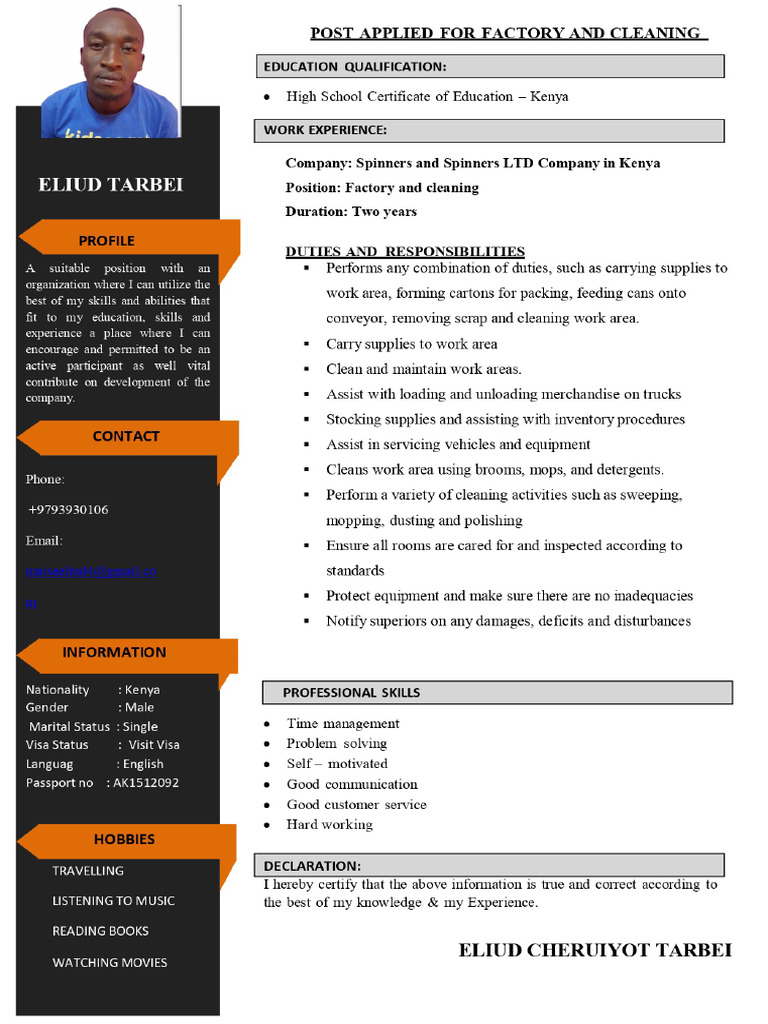 Eliud Cheruiyot CV | PDF
