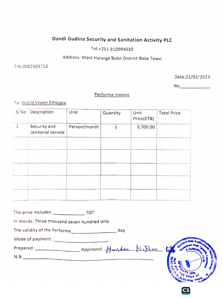 Security Guard Proforma Signed (1) | PDF