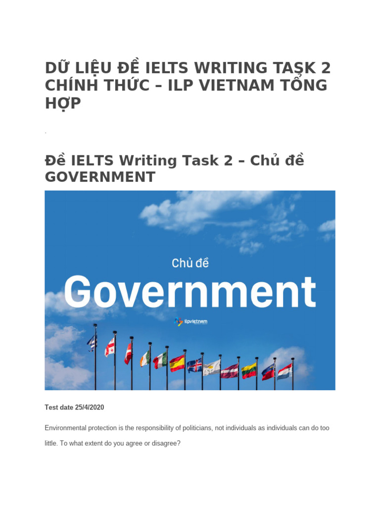 DỮ LIỆU ĐỀ IELTS WRITING TASK 2 CHÍNH THỨC | PDF | Fossil Fuels ...