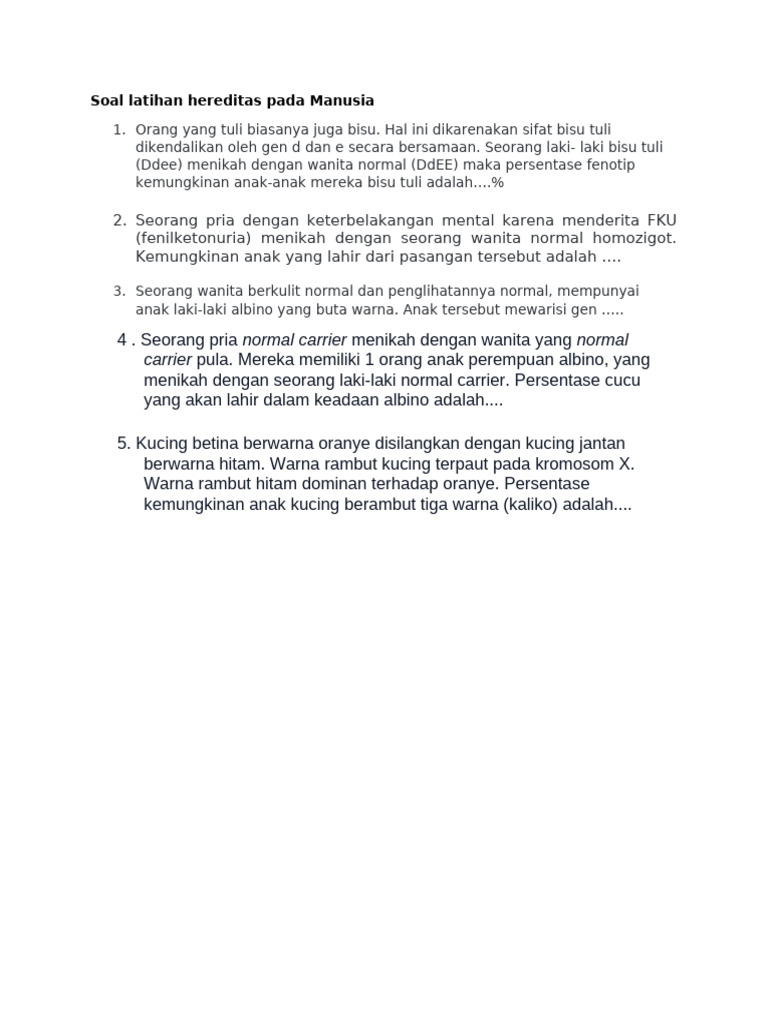 Latihan Soal Hereditas Manusia | PDF