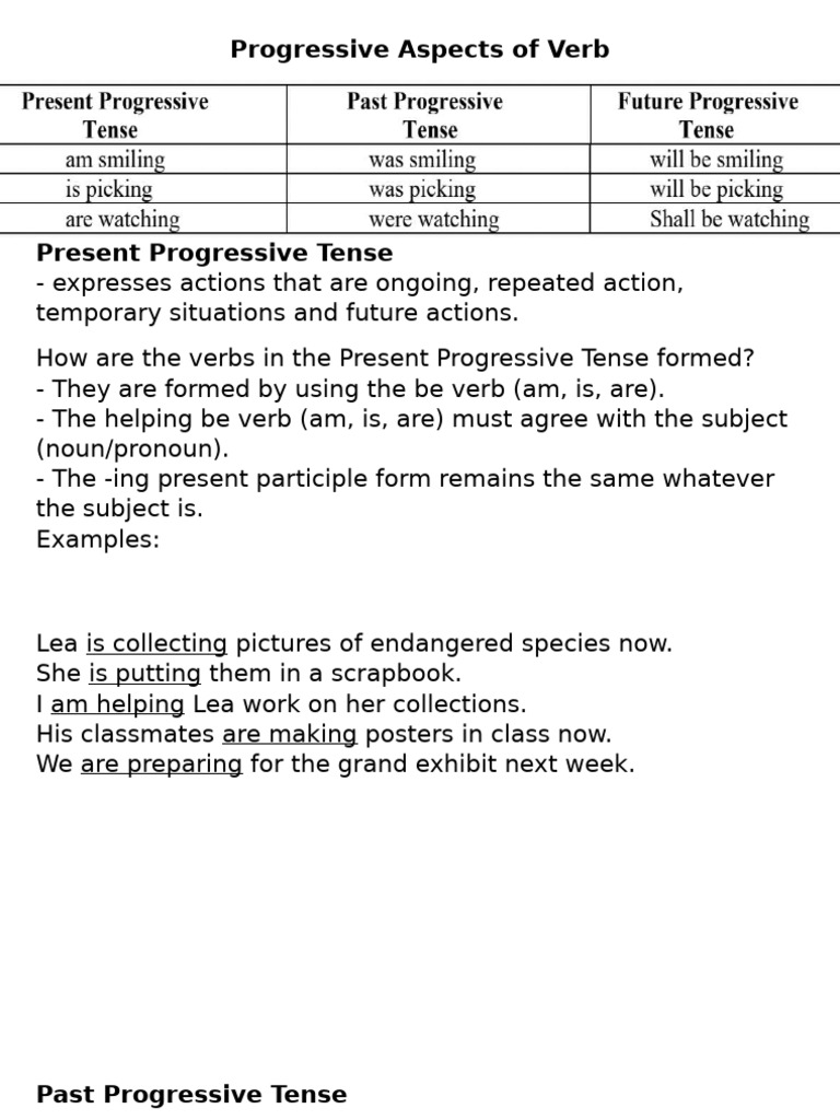 Understanding Progressive Verb Tenses | PDF