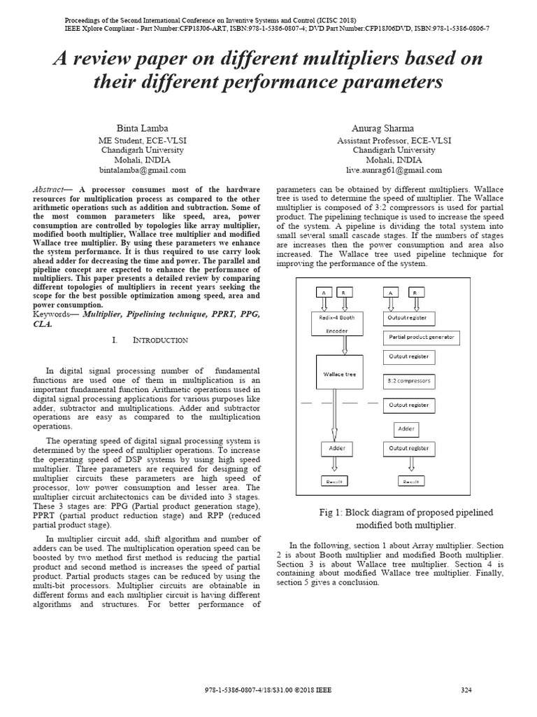 A Review Paper On Different Multipliers Based On Their Different ...