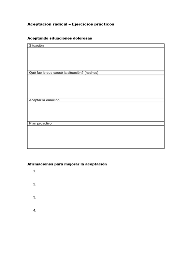 Aceptación Radical Exercicios | PDF