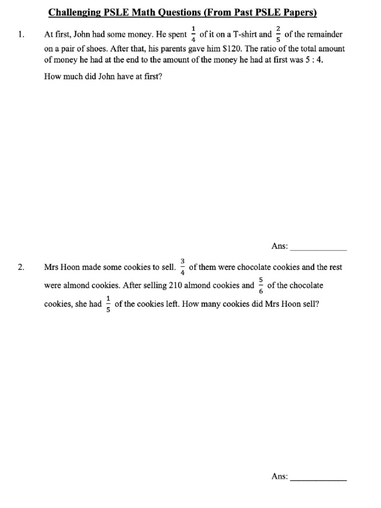 Psle Selected Questions | PDF