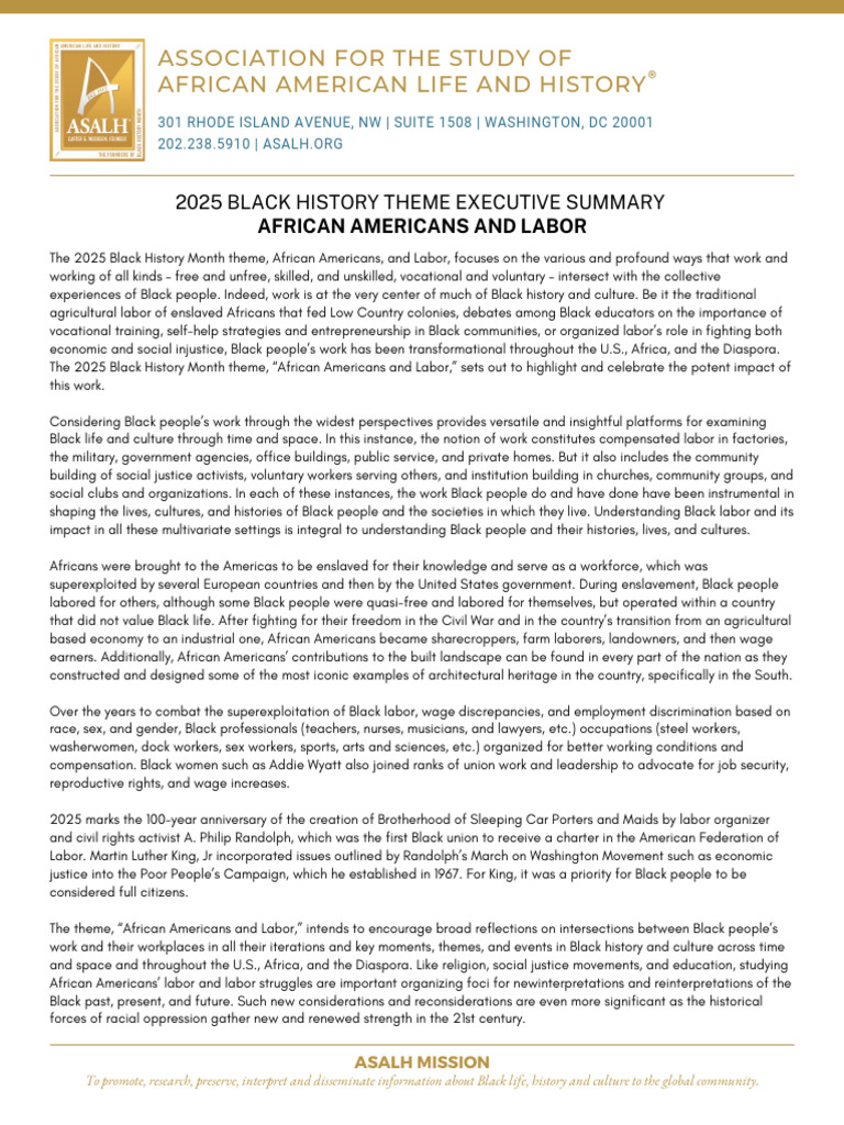 2025 Black History Theme Executive Summary 1 | PDF