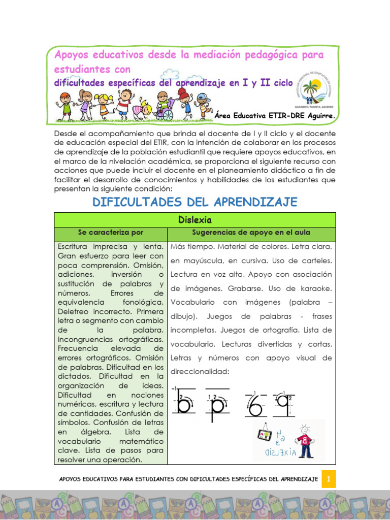 Apoyos educativos DIFICULTADES ESPECÍFICAS DEL APRENDIZAJE (1) | PDF | Aprendizaje