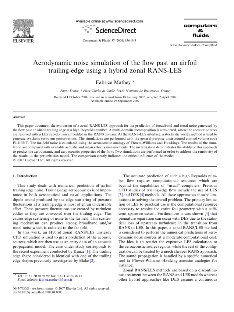 Aerodynamic Noise Simulation of The Flow | PDF | Computational Fluid Dynamics | Turbulence