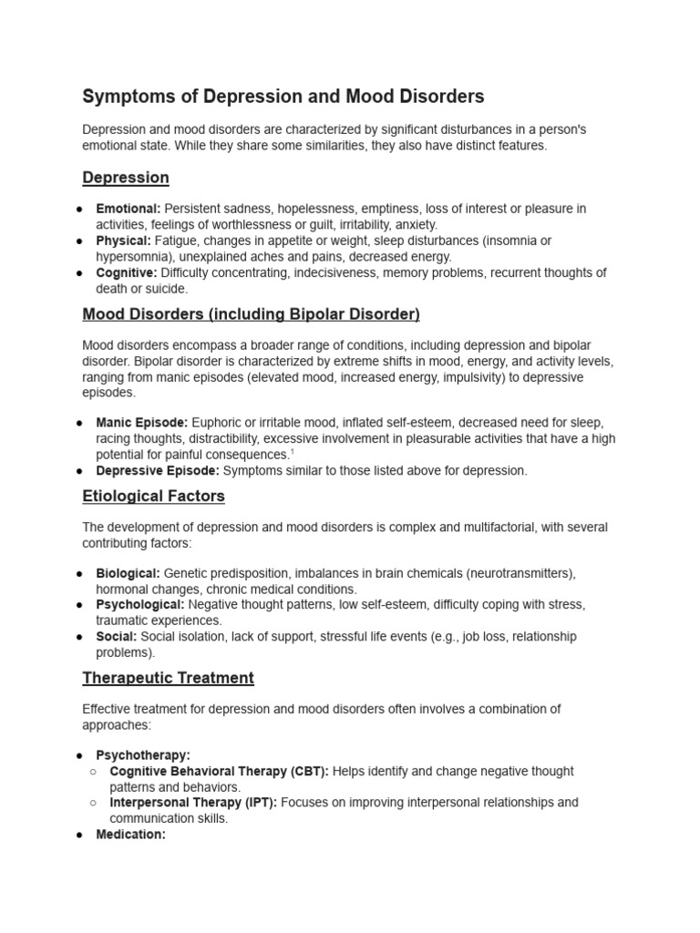 Depression and Mood Disorders | PDF | Major Depressive Disorder ...