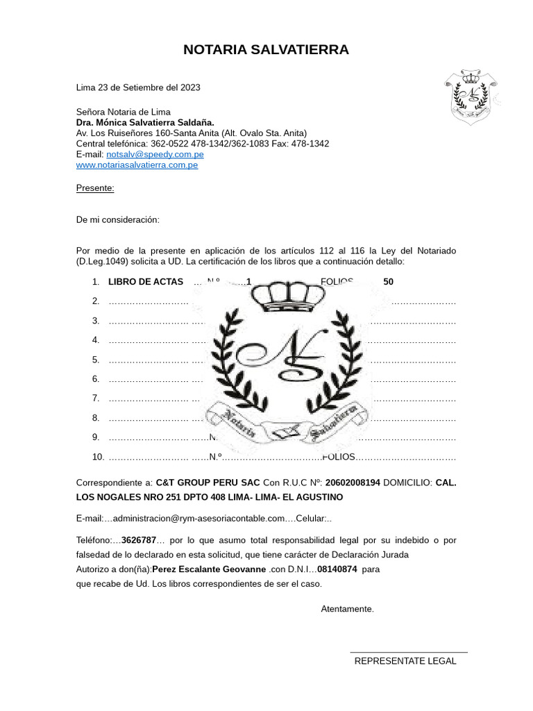 NOTARIA SALVATIERRA - editable word[1] | PDF