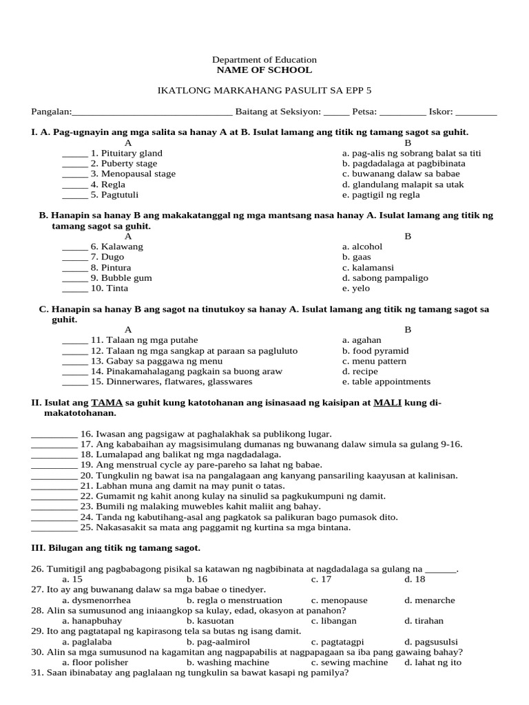 PT - Epp 5 - Q3 | PDF