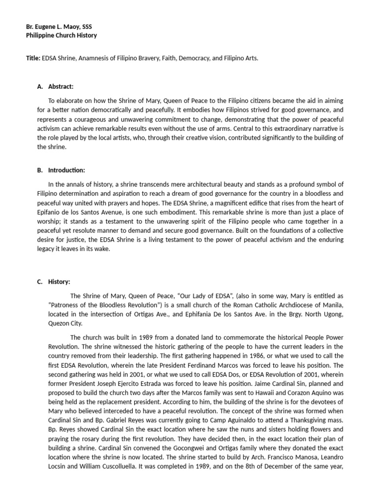 Edsa Shrine Paper | PDF