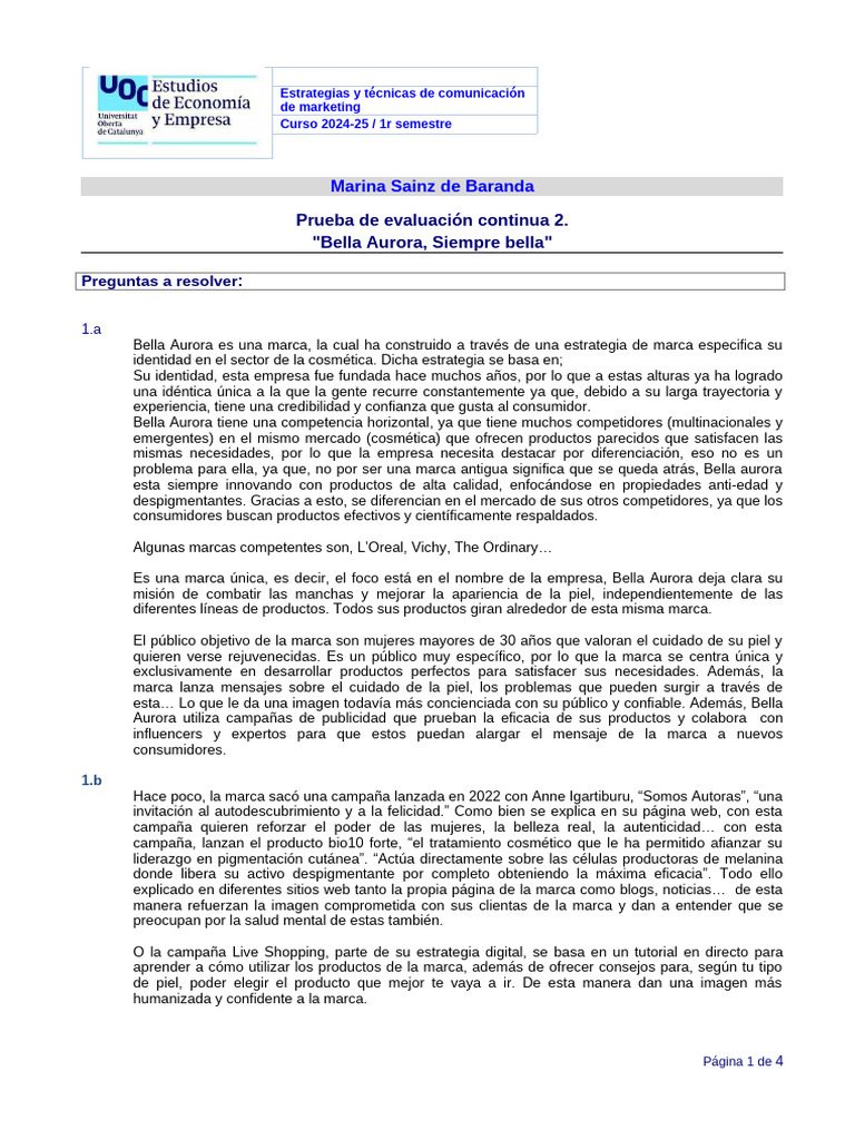 Estrategias de Marketing para Bella Aurora | PDF | Marca | Producto ...