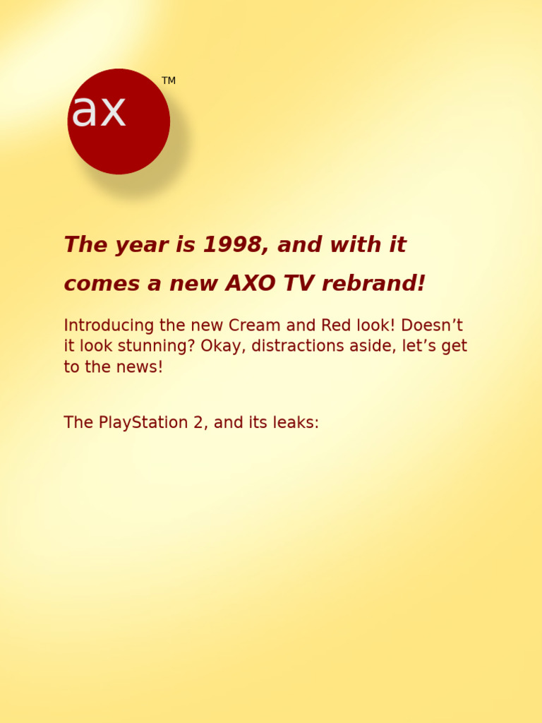 1998 AXO TV Rebrand & PS2 Leaks | PDF